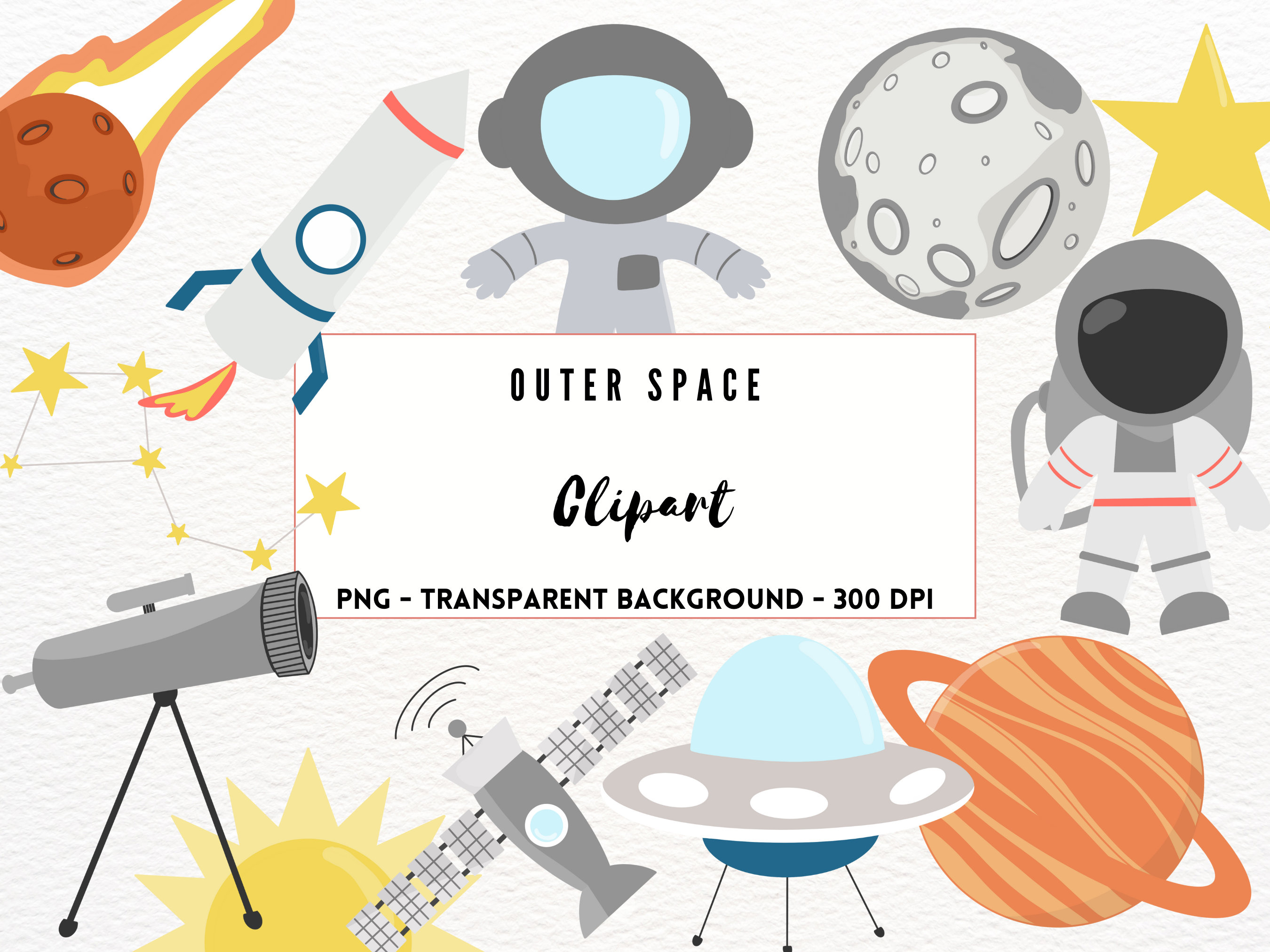 Outer Space Clipart Planets Kids Solar System Printable Space Digital ...