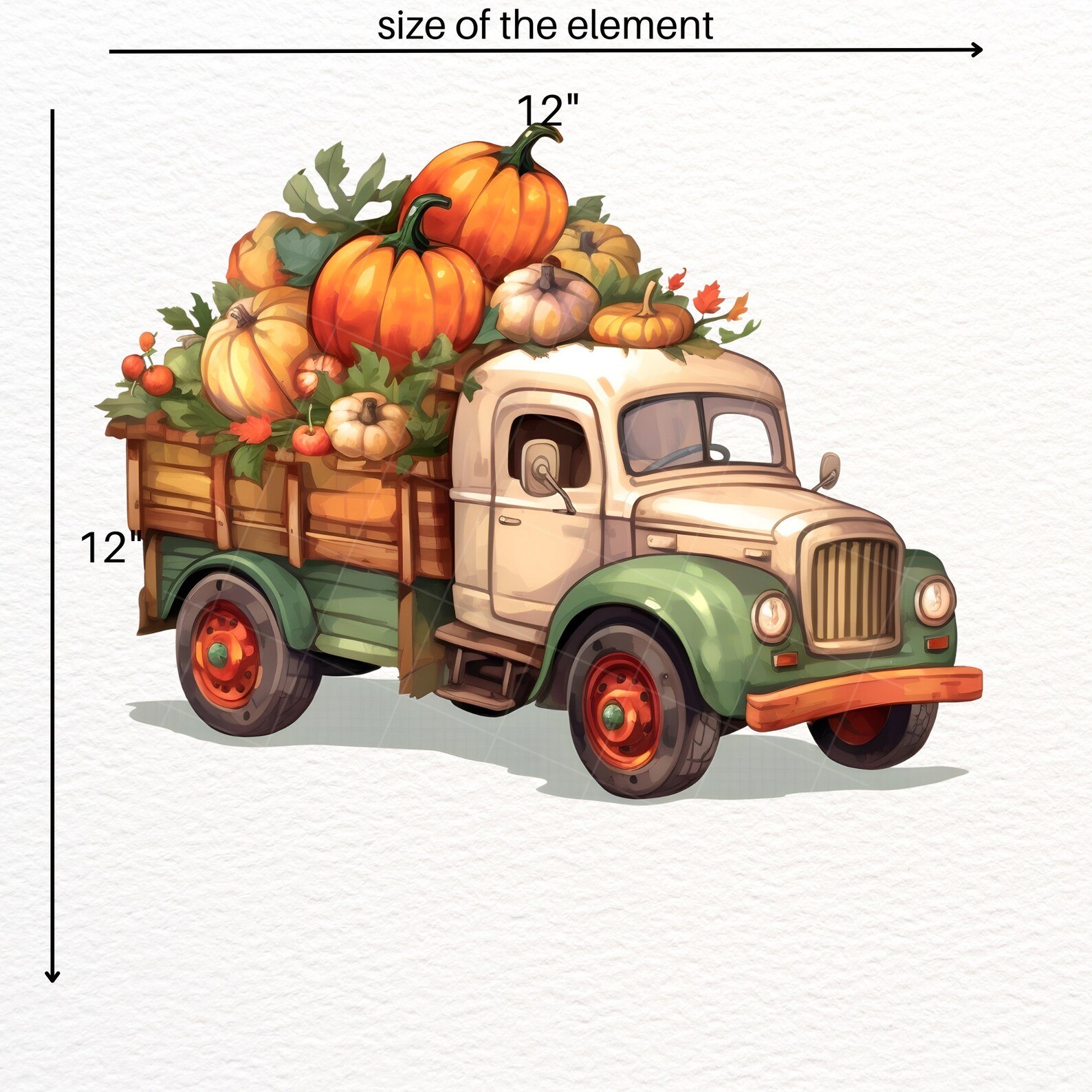 Autumn Truck Watercolor Pumpkin Truck Sublimation Design Pick up Car ...