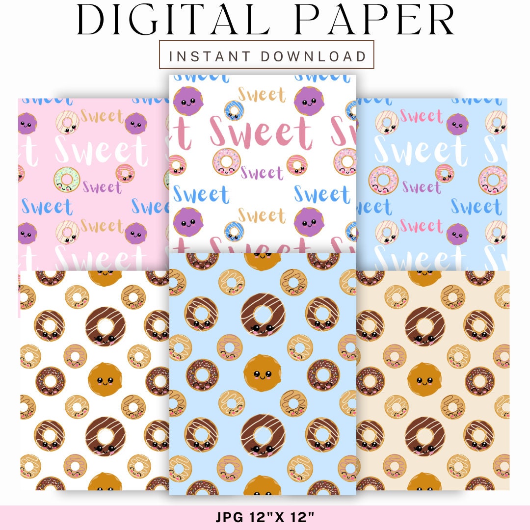 Donuts Digital Paper Pack Doughnuts Clipart Donut Seamless Background ...