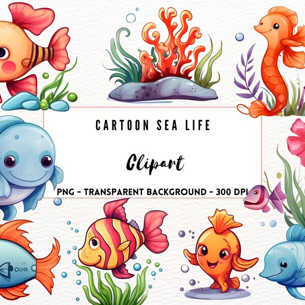 Marine Animals Clipart - Etsy