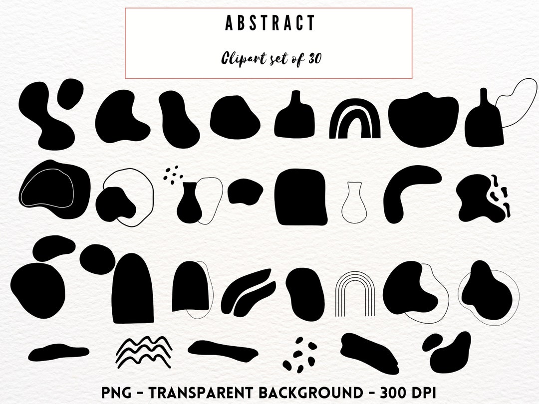 Boho Abstract Clipart Silhouette Bundle Modern Boho Black Abstract ...