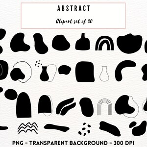Boho Abstract Clipart Silhouette Bundle Modern Boho Black Abstract ...