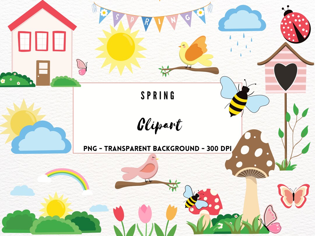 Spring Clipart Happy Spring Clipart Bundle Spring PNG Bundle Spring ...