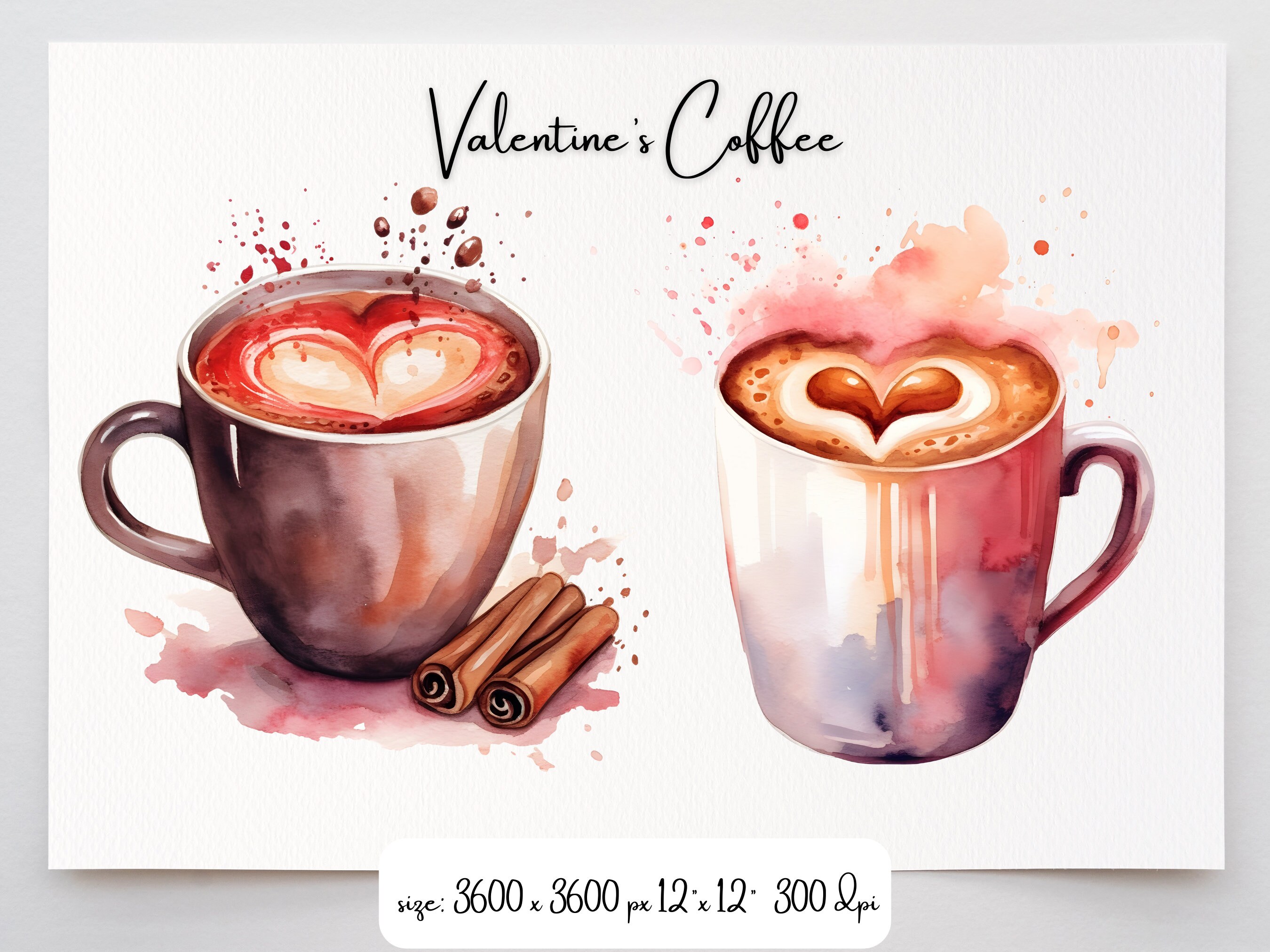 Valentine Coffee Clipart, Valentines Clipart, Watercolor Coffee Mug ...