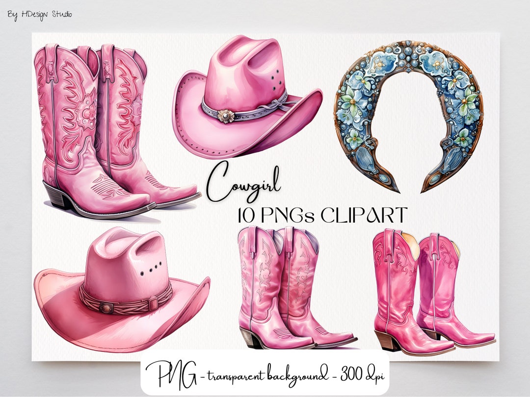 Cowgirl Clipart, Pink Cowgirl PNG, Baby Girl Cow Girl Clipart Bundle ...