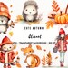 Cozy Fall Clipart Bundle Watercolor Autumn Clipart Cute Animal - Etsy