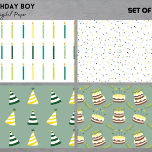 Happy Birthday Digital Paper Birthday Boy Scrapbook Paper Birthday ...