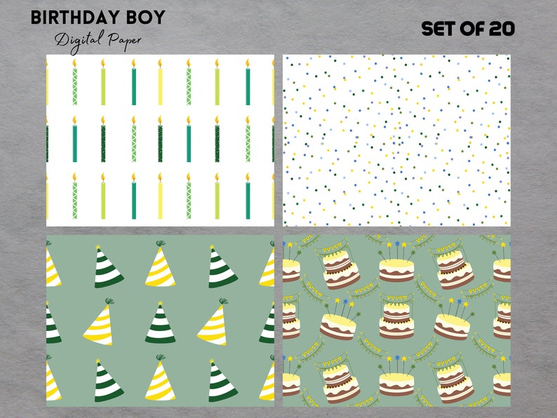 Happy Birthday Digital Paper Birthday Boy Scrapbook Paper Birthday ...