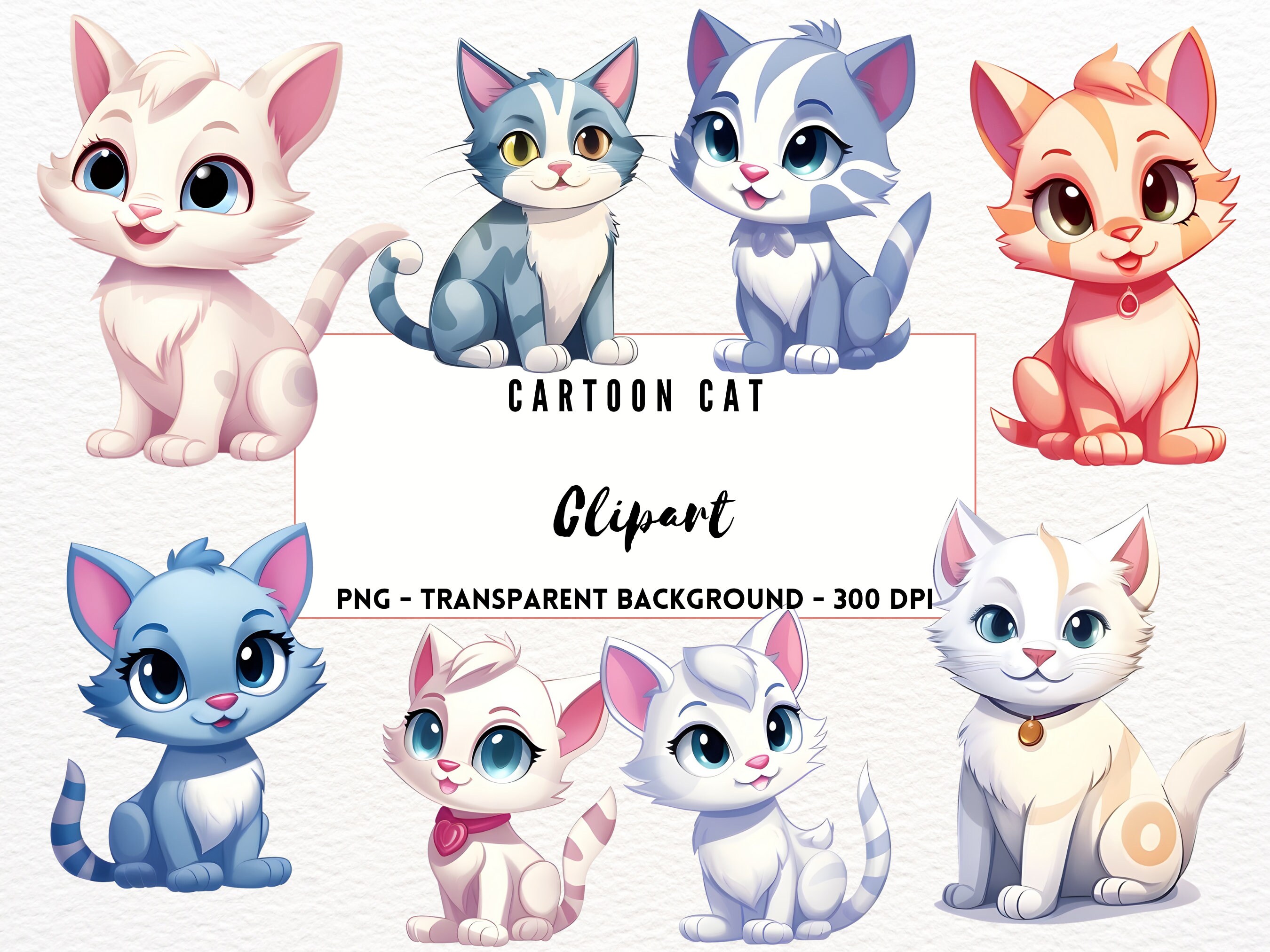 Cats Clipart PNG Bundle Pets Clipart Cute Cats Clipart Kittens - Etsy