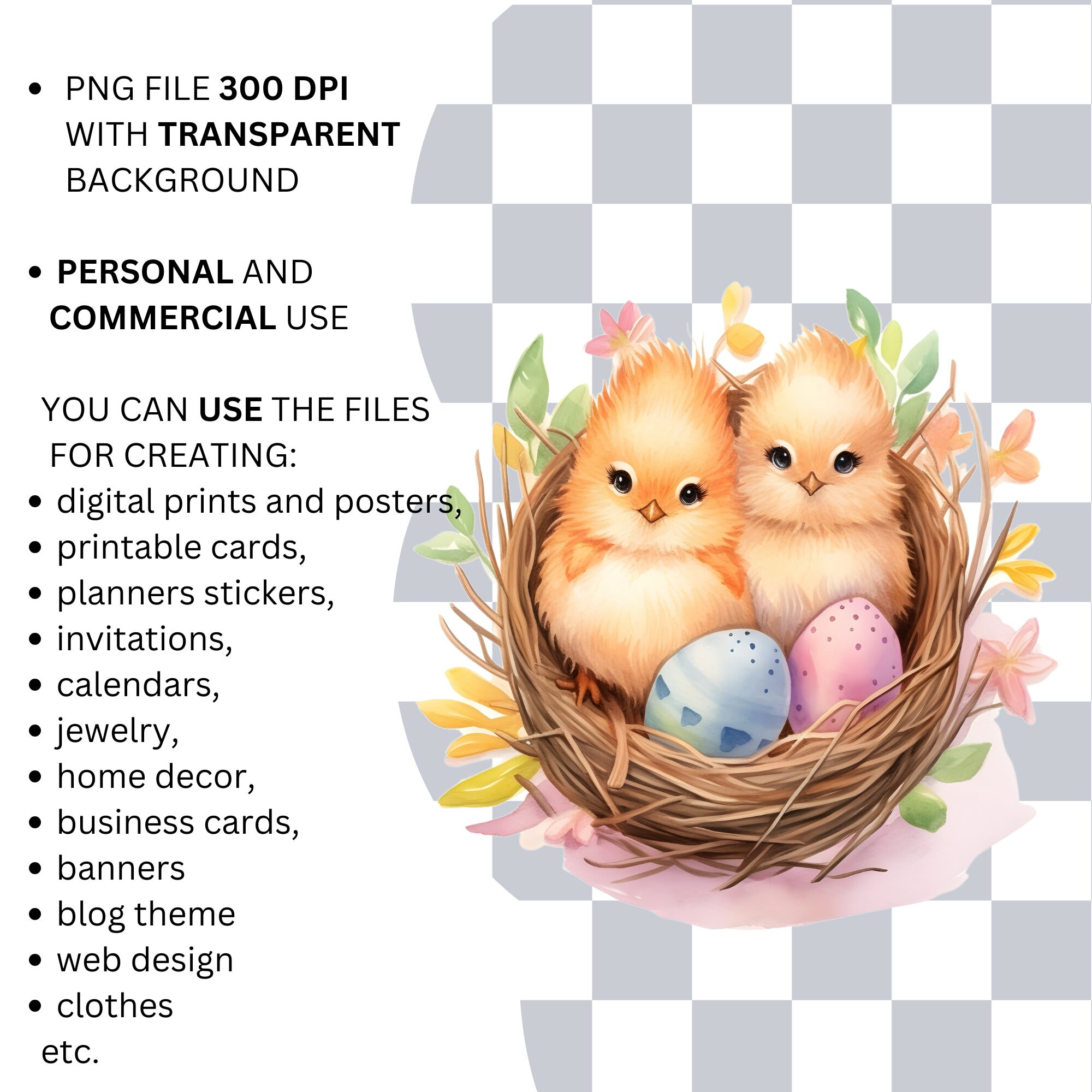 Easter Chick Clipart, Cute Chick Clipart, Spring Clipart, Easter Eggs ...