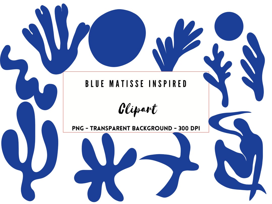 Abstract Matisse Blue PNG Inspired Clipart Midcentury Aesthetic Matisse ...