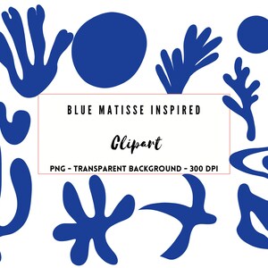 Abstract Matisse Blue PNG Inspired Clipart Midcentury Aesthetic Matisse ...
