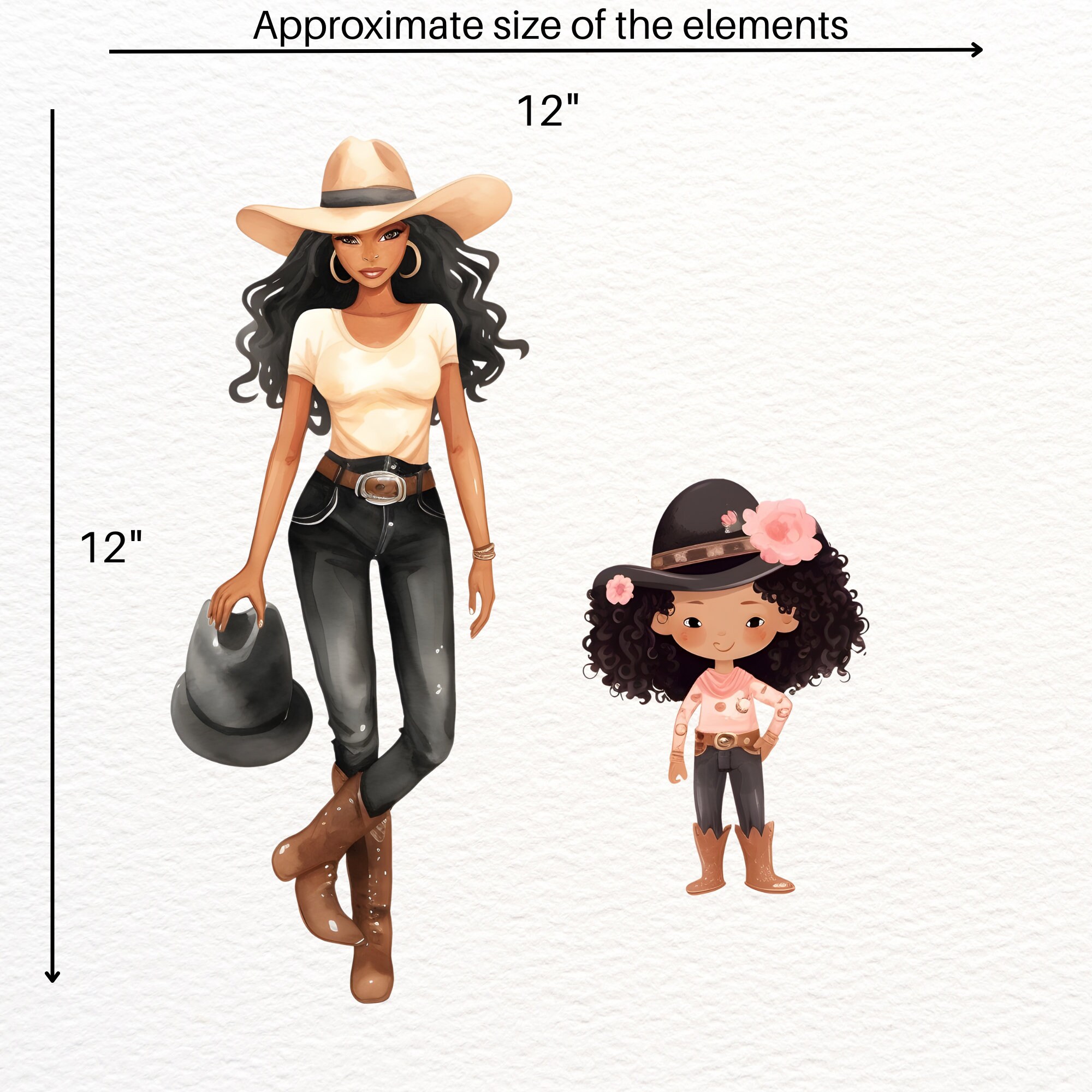 Cowgirl Clipart PNG Black Woman Clipart Cowgirl Boots Cowgirl Hat ...
