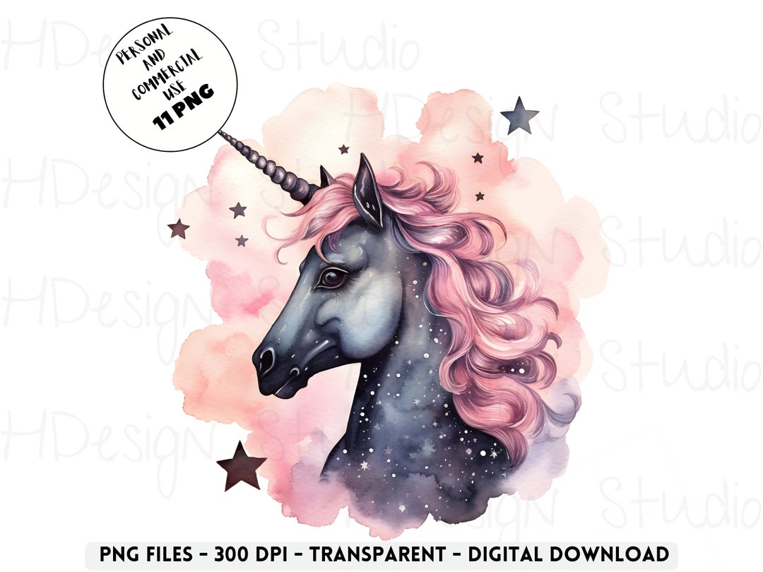 Watercolor Black Unicorn PNG, Black Unicorn Clipart, Unicorn Images ...