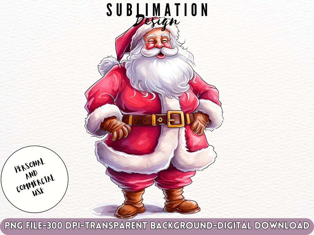 Santa Claus Sublimation Design Cartoon Santa Clipart PNG Merry ...