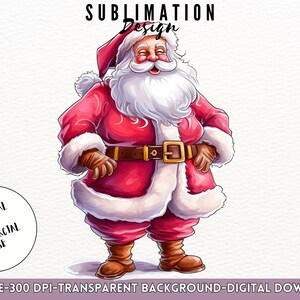 Santa Claus Sublimation Design Cartoon Santa Clipart PNG Merry ...