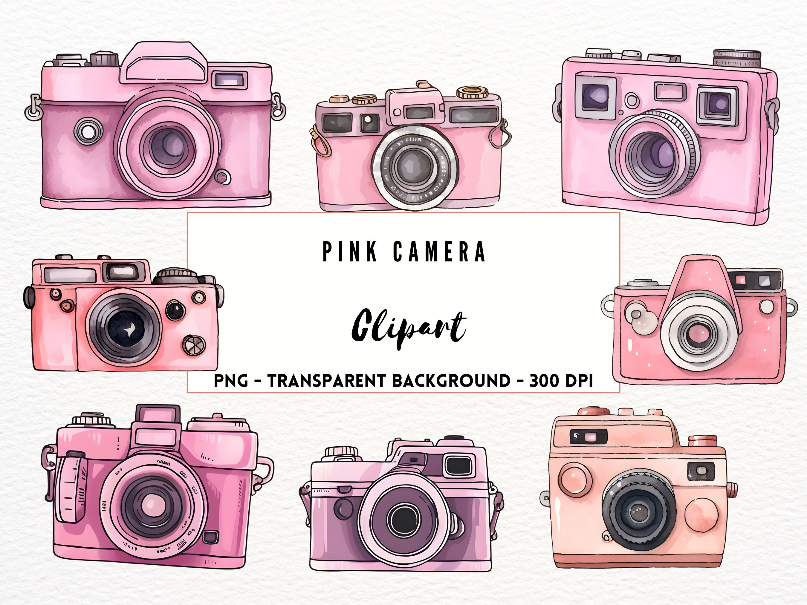 Pink Vintage Camera Clip Art