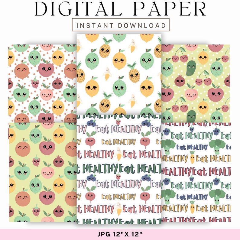 Fruit Seamless Paper Bundle Kawaii Digital Paper Pack - Etsy
