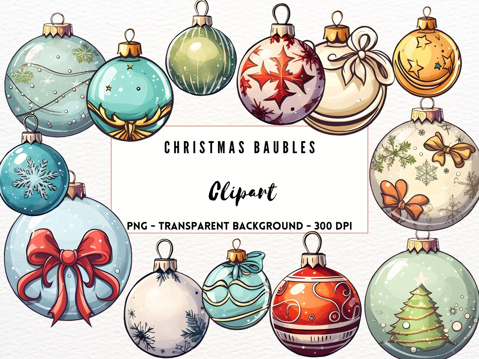 Christmas Bauble Clipart Christmas Clipart PNG Bundle Christmas ...