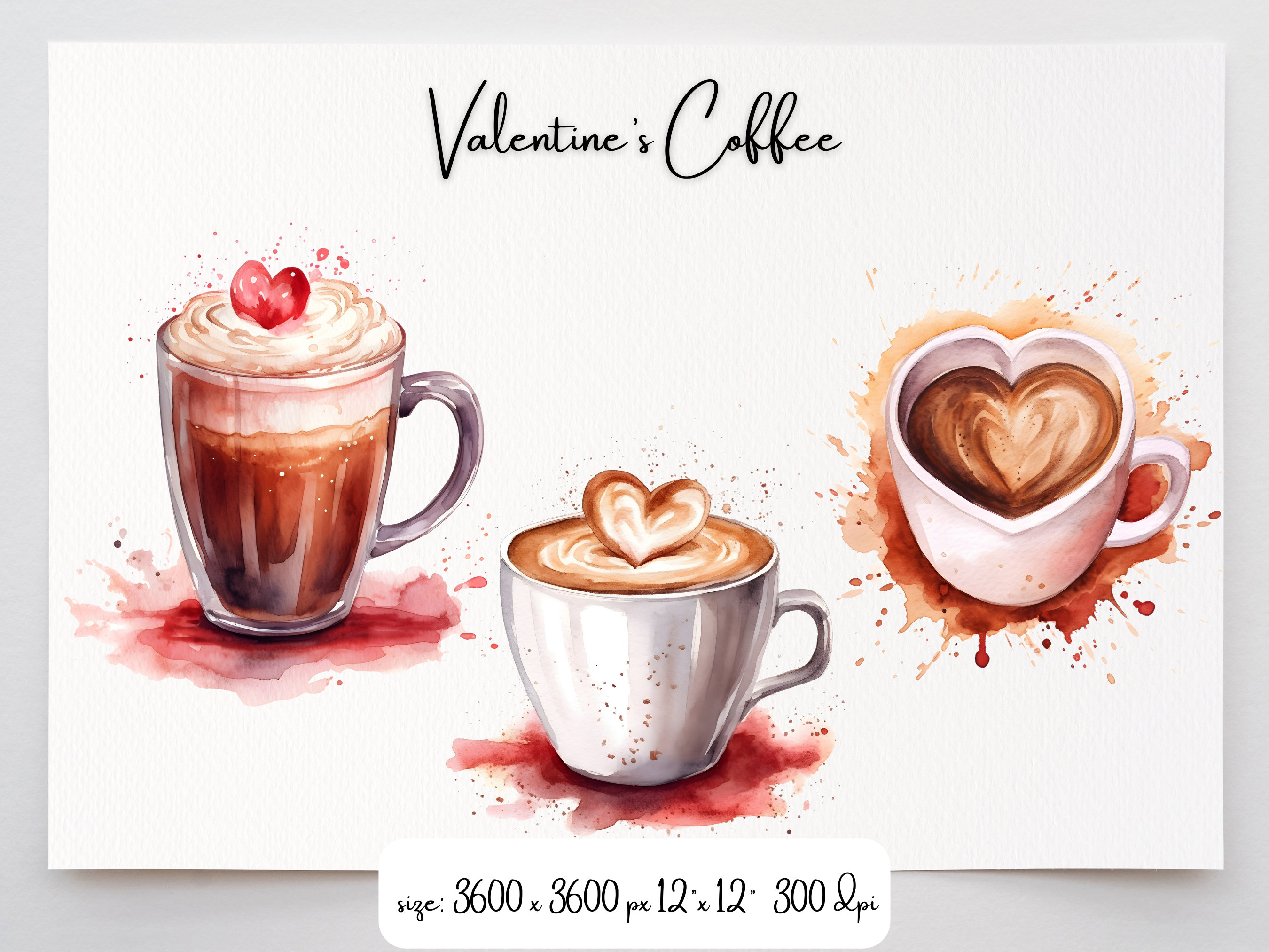 Valentine Coffee Clipart, Valentines Clipart, Watercolor Coffee Mug ...