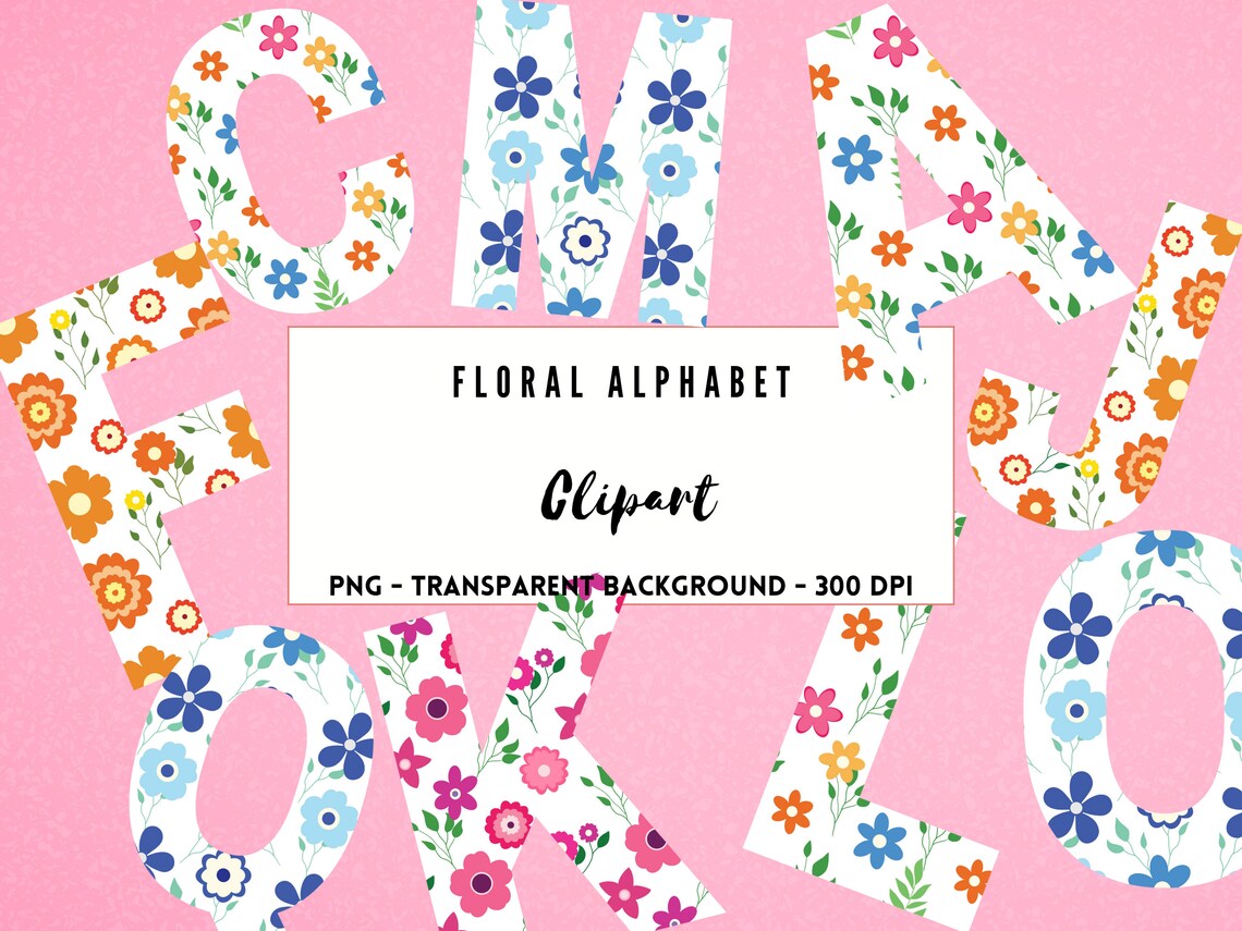 Alphabet Clipart Floral Alphabet Letters Clipart Alphabet - Etsy