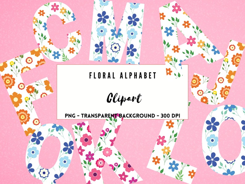 Alphabet Clipart Floral Alphabet Letters Clipart Alphabet - Etsy