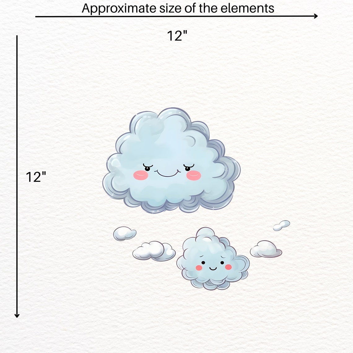Clouds Clipart Kawaii Watercolor Clouds Clipart Pastel Clouds Clipart ...