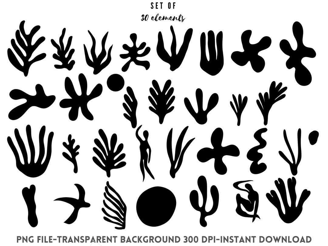 Abstract Matisse Silhouette PNG Inspired Clipart Midcentury Aesthetic ...