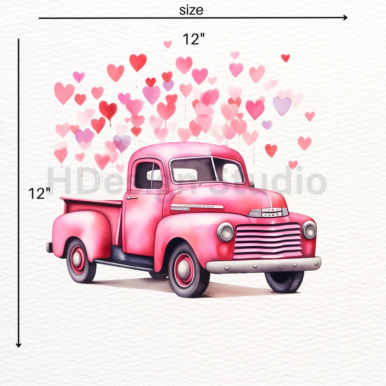 Valentines Day Clipart, Valentine's Truck PNG, Pink Vintage Truck ...