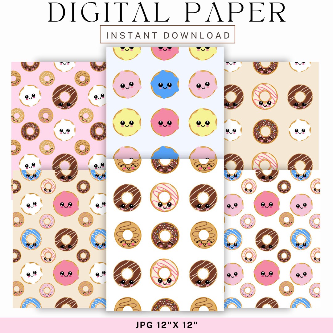 Donuts Digital Paper Pack Doughnuts Clipart Donut Seamless Background ...