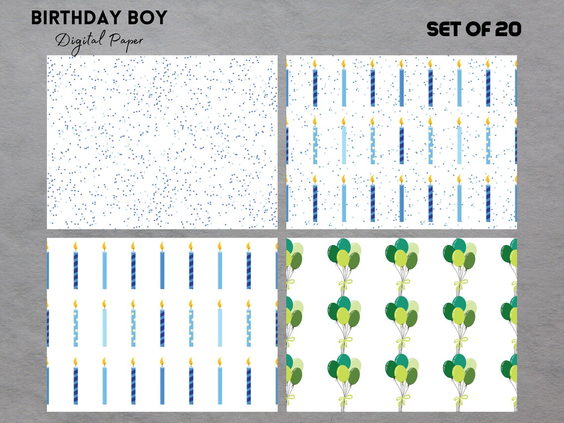 Happy Birthday Digital Paper Birthday Boy Scrapbook Paper Birthday ...