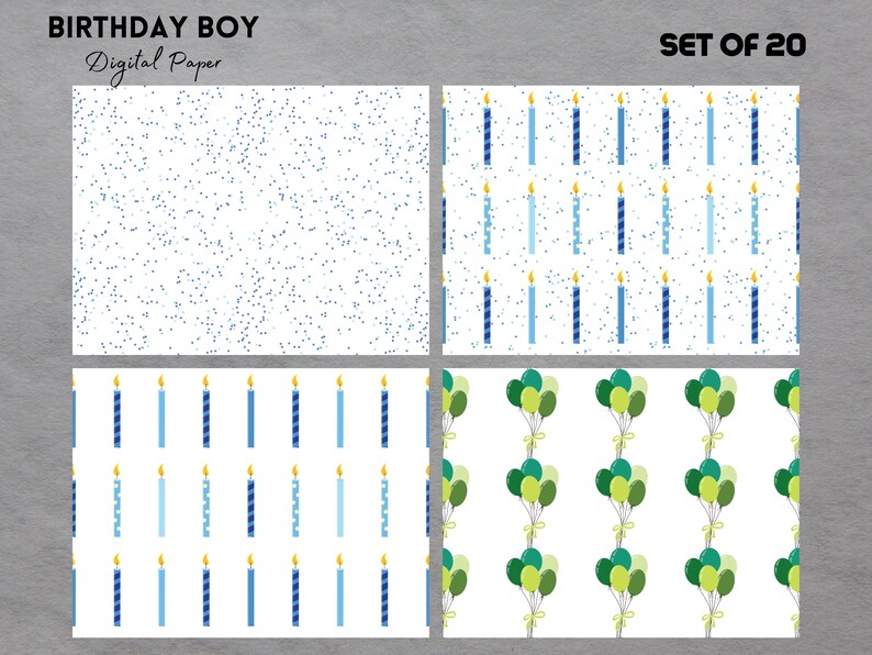 Happy Birthday Digital Paper Birthday Boy Scrapbook Paper Birthday ...