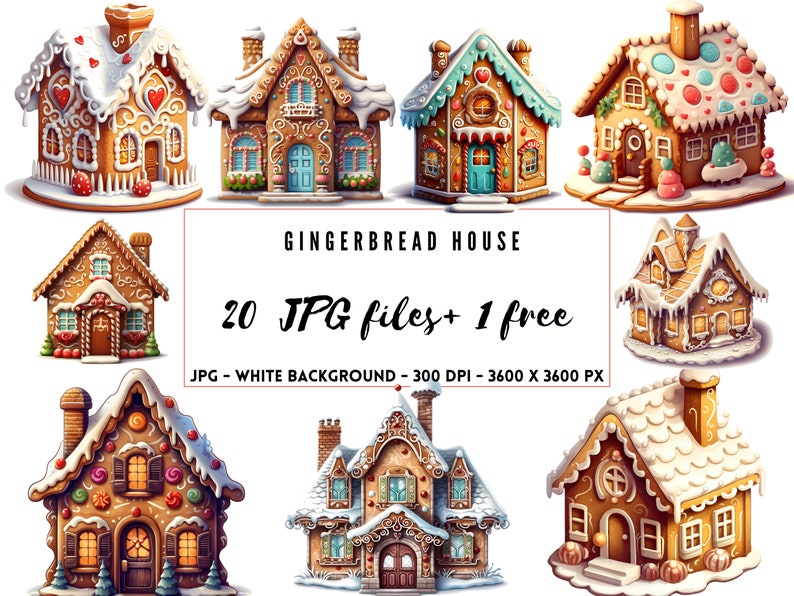 Christmas Clipart, Gingerbread House Clipart, JPG Christmas House ...