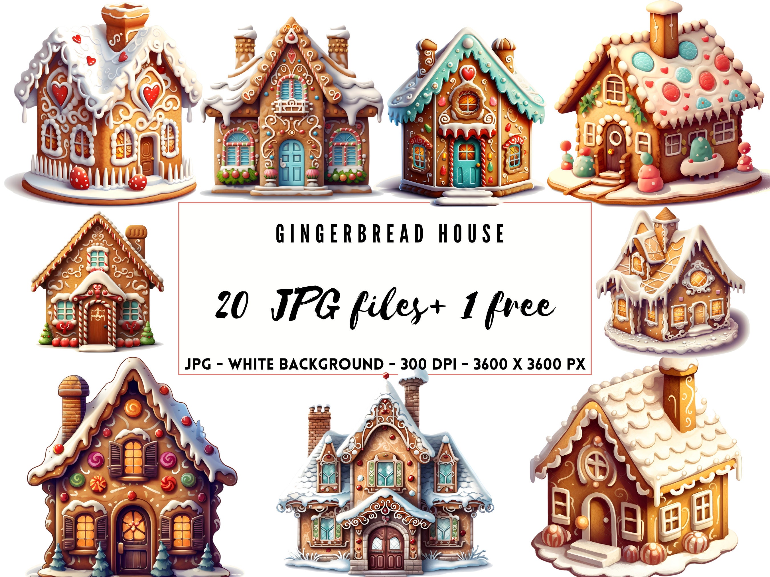 Christmas Clipart, Gingerbread House Clipart, JPG Christmas House ...