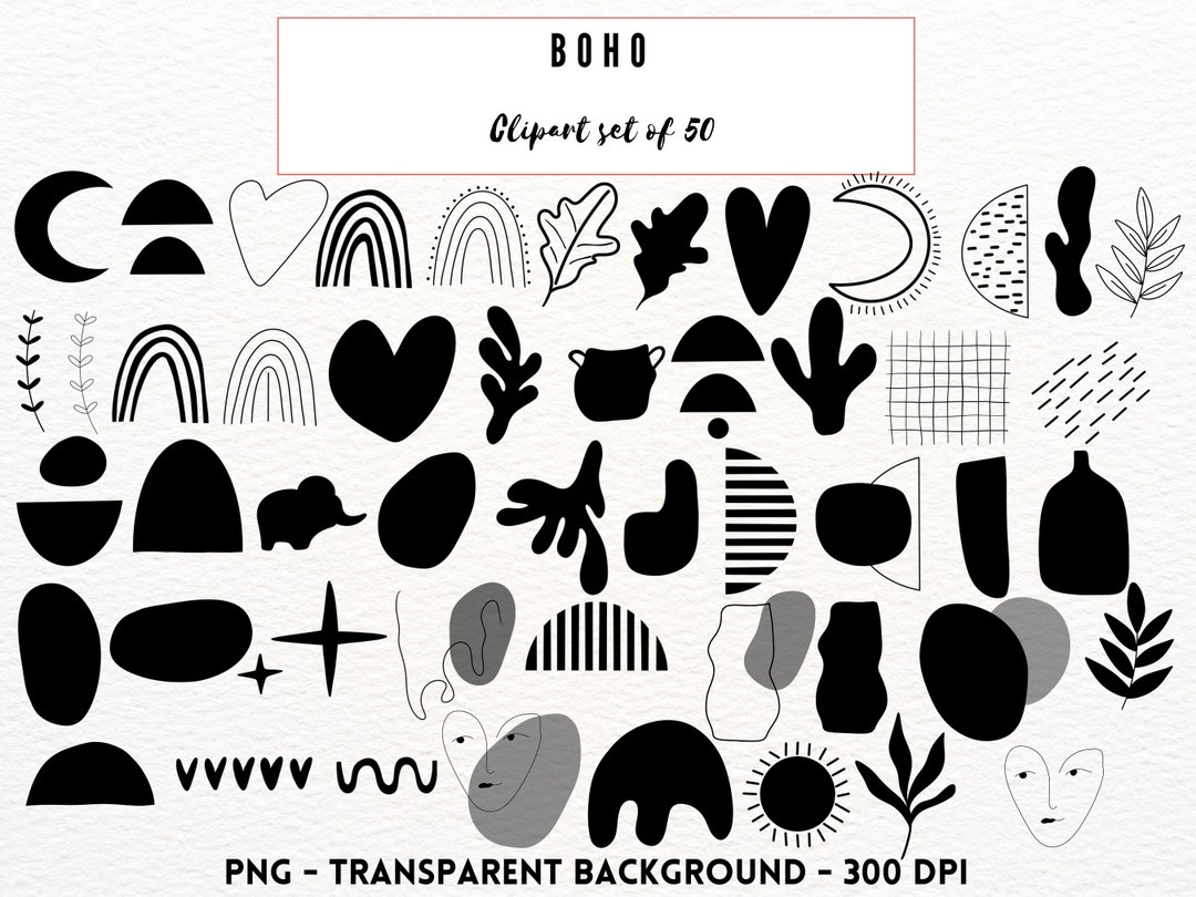 Boho Abstract Silhouette Clipart Boho Instant Download Abstract Shapes ...