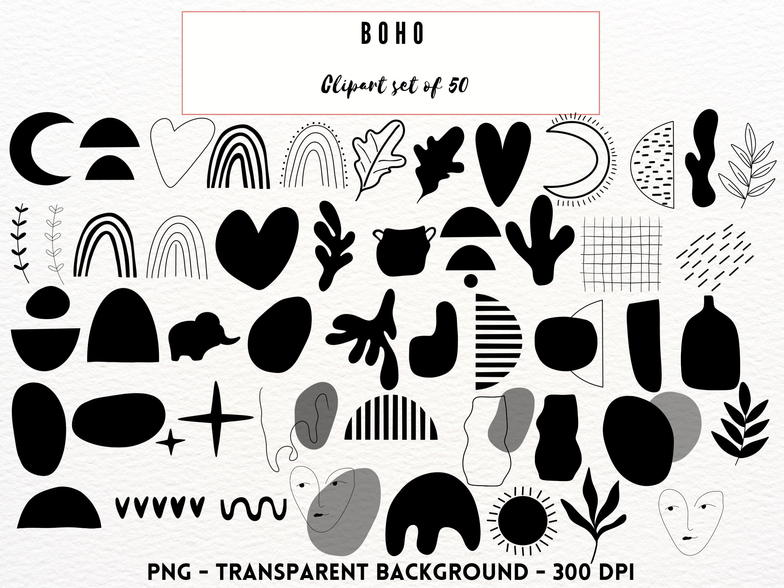 Boho Abstract Silhouette Clipart Boho Instant Download Abstract Shapes ...