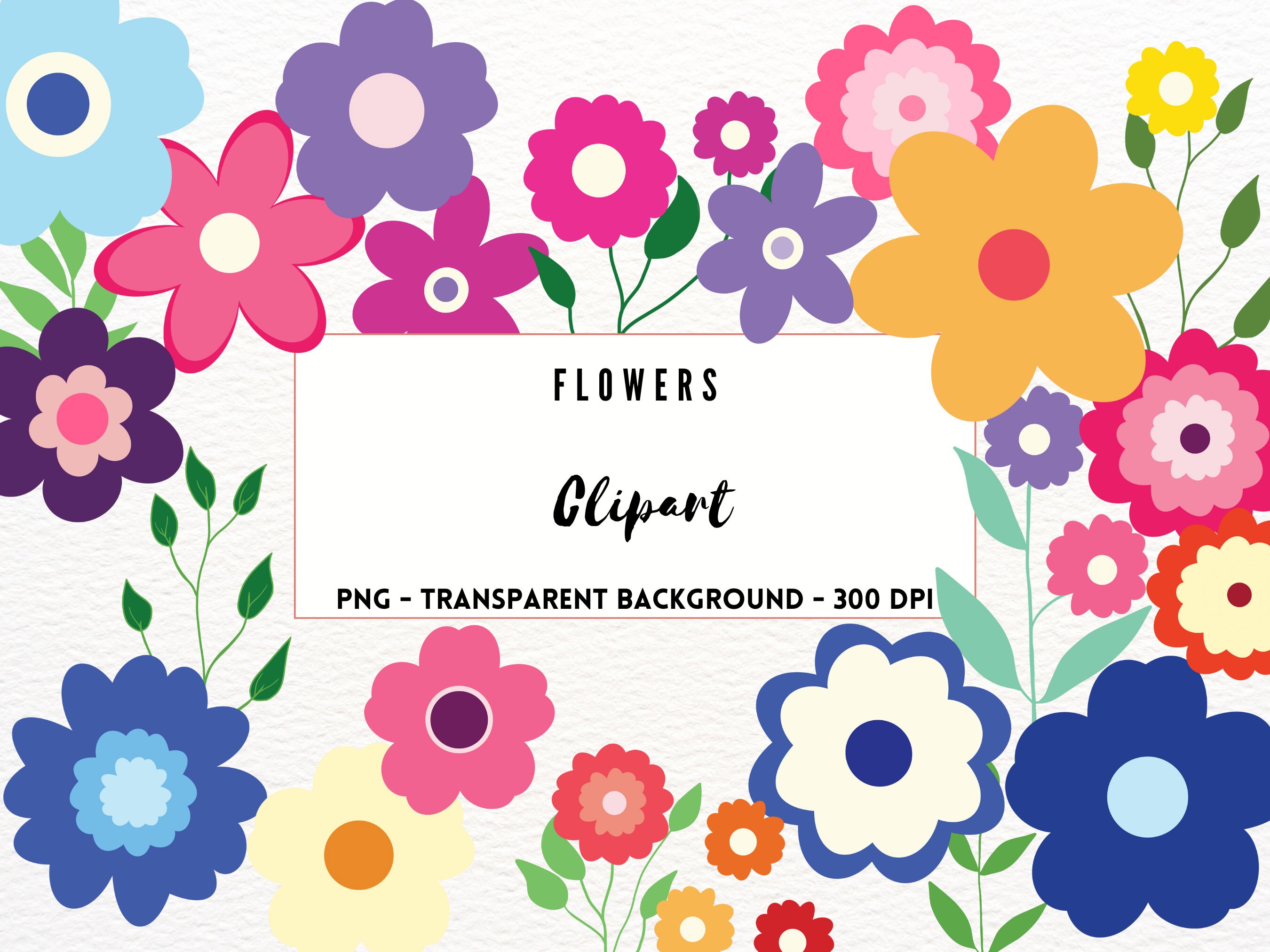 Flowers Clipart Set Colorful Floral Clipart Sublimation - Etsy