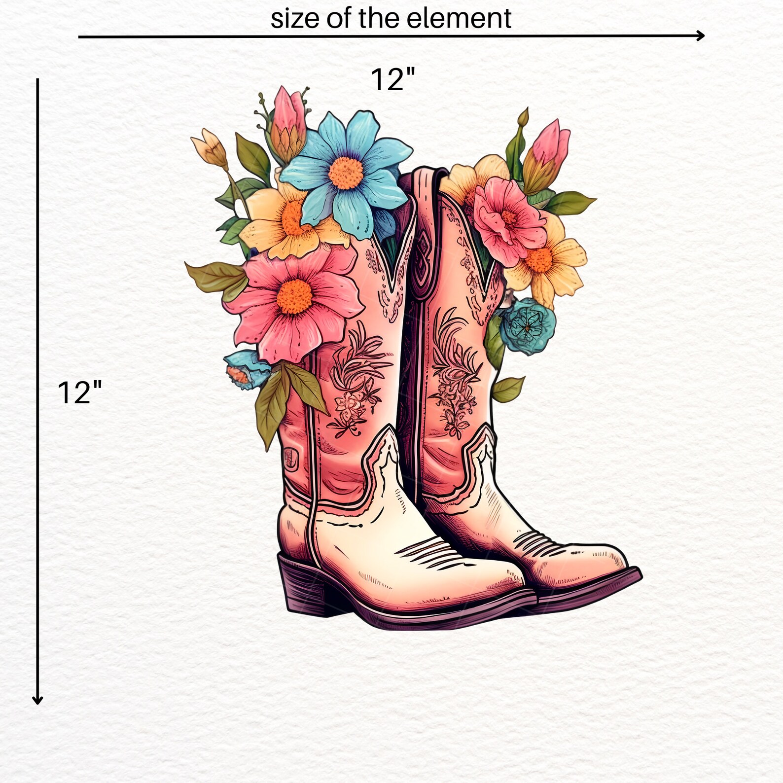 Cowgirl Boots Sublimation Design Floral Watercolor Western Sublimation ...