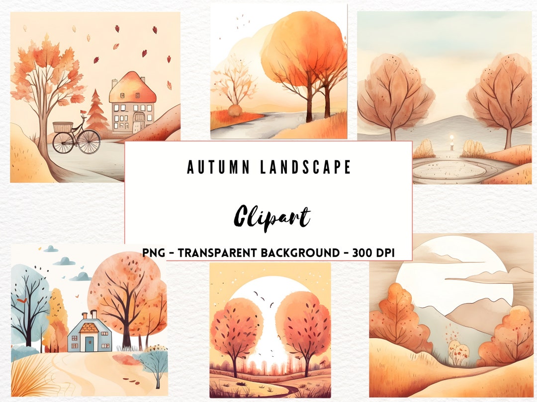 Autumn Landscape PNG Clipart Bundle Fall Landscape Clipart Seasonal ...
