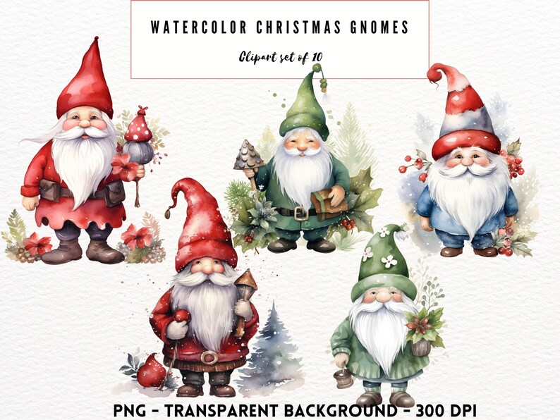 Christmas Clipart Festive Gnomes Clipart Christmas Gnomes - Etsy