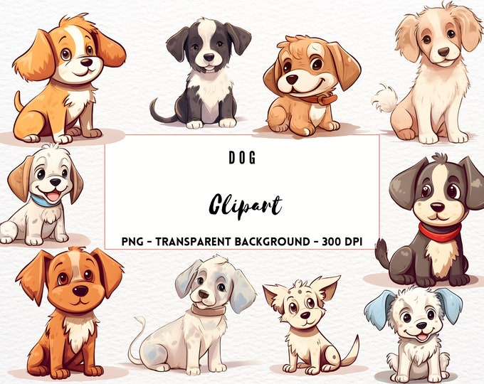 Watercolor Puppies Clipart Dog Clipart Puppies PNG Dog PNG Bundle Pet ...