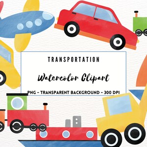 Watercolor Transportation Clipart Set of 20 Watercolor Vehicles Clip ...