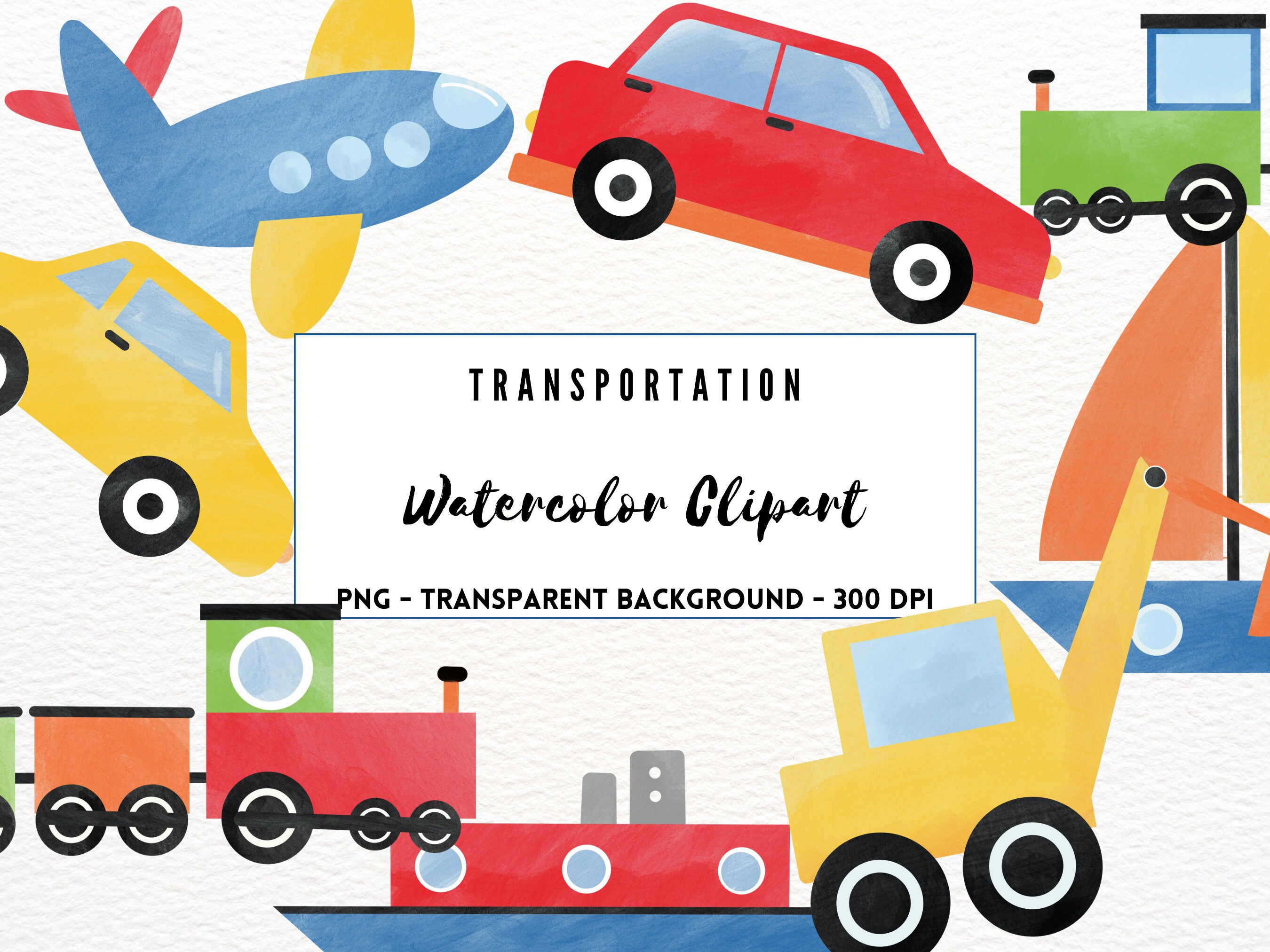 Watercolor Transportation Clipart Set of 20 Watercolor Vehicles Clip ...