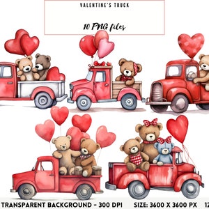 Valentines Day Clipart Valentine's Truck PNG Vintage - Etsy