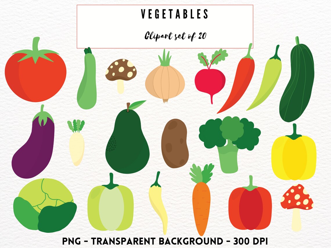 Vegetables Clipart Bundle Cute Clip Art Set Vegetables Clipart ...
