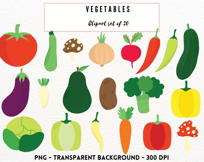 Vegetables Clipart Bundle Cute Clip Art Set Vegetables Clipart ...