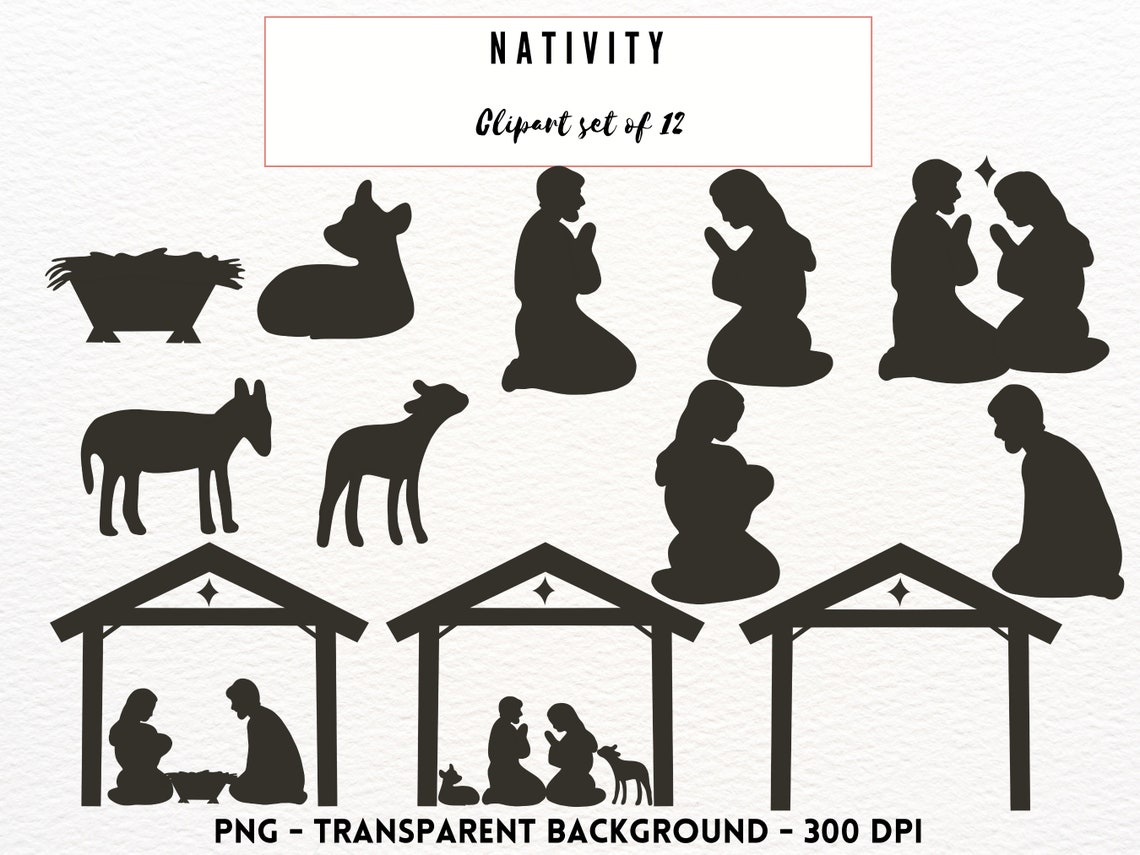 Christmas Nativity Scene Holy Night Clipart Christmas Bundle Set of 12 ...