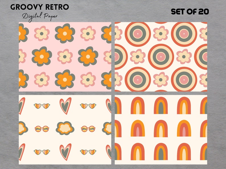 Retro Digital Paper Retro Happy Face Seamless Pattern Retro - Etsy