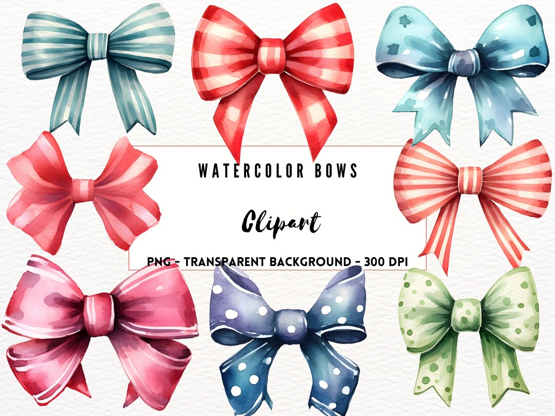 Watercolor Bows Clipart PNG Watercolor Silk Bow Clipart Cute Ribbons ...