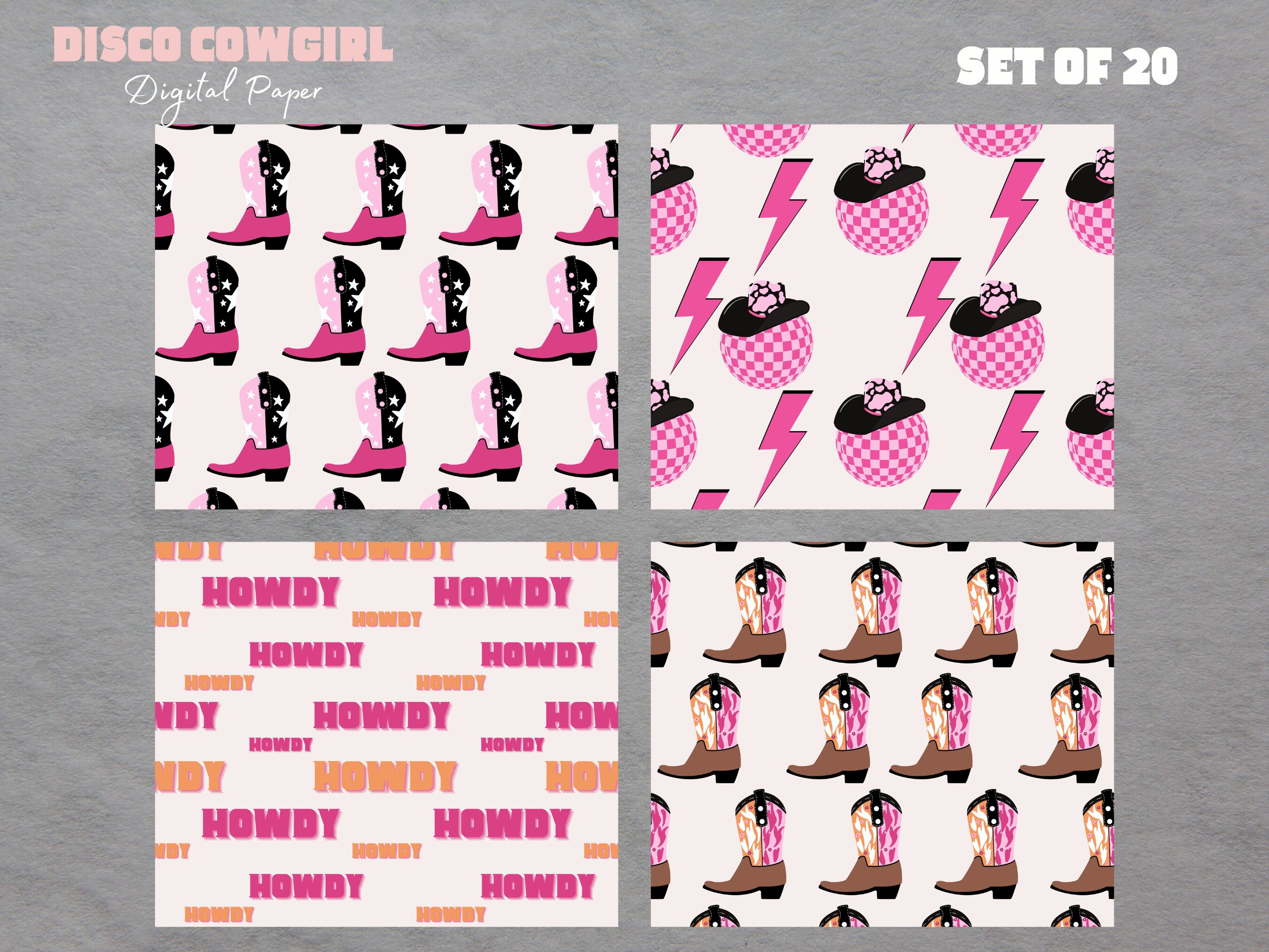 Disco Cowgirl Seamless Pattern Digital Paper Set of 20 - Etsy
